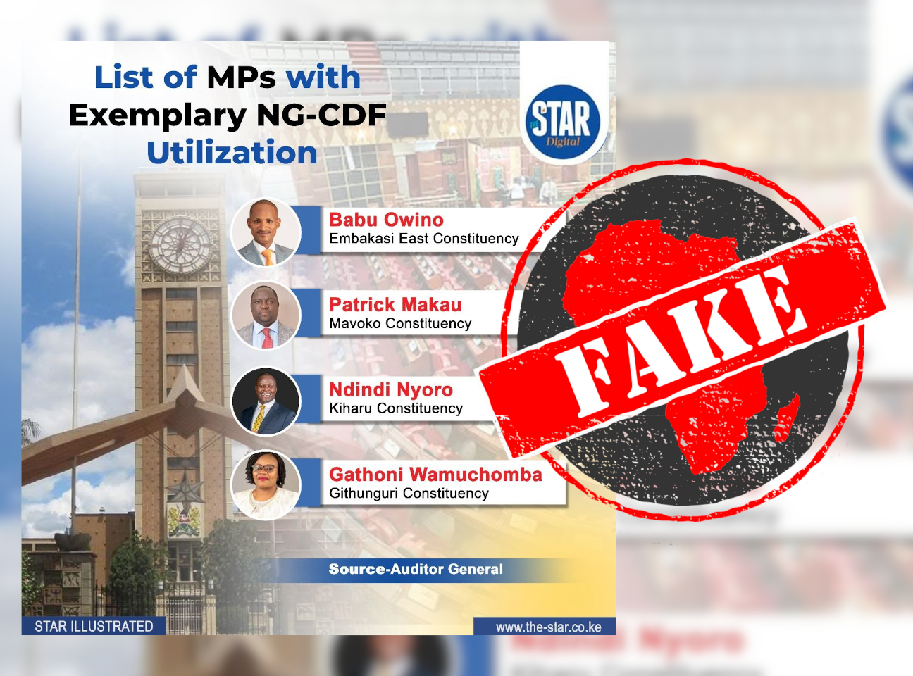 Ignore fake graphic ranking Kenyan MPs on constituency fund use – it’s not from the auditor ...