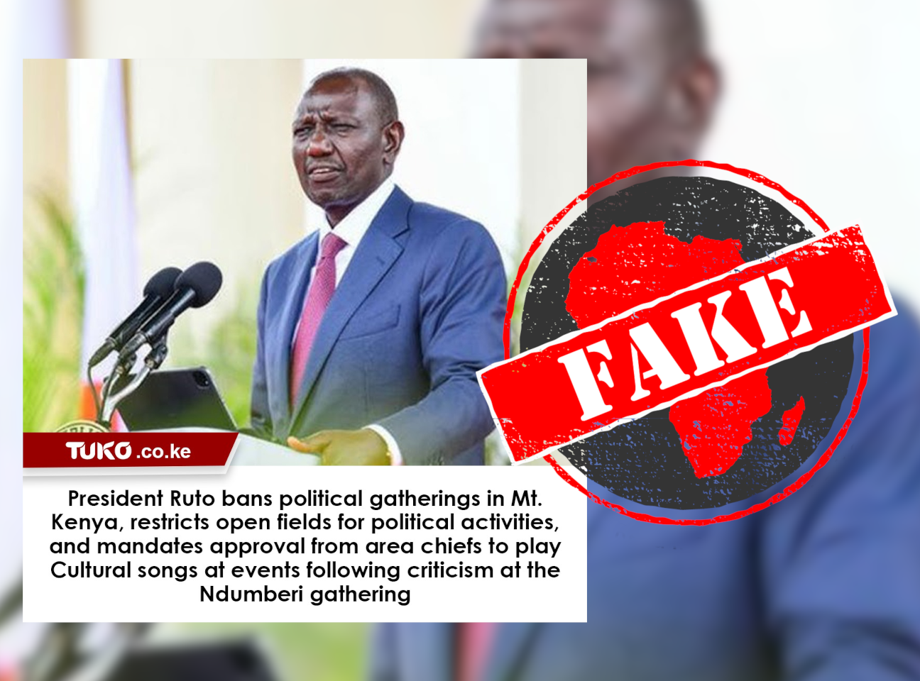 No, Kenyan president Ruto has not banned political gatherings in Mount Kenya region - Africa Check