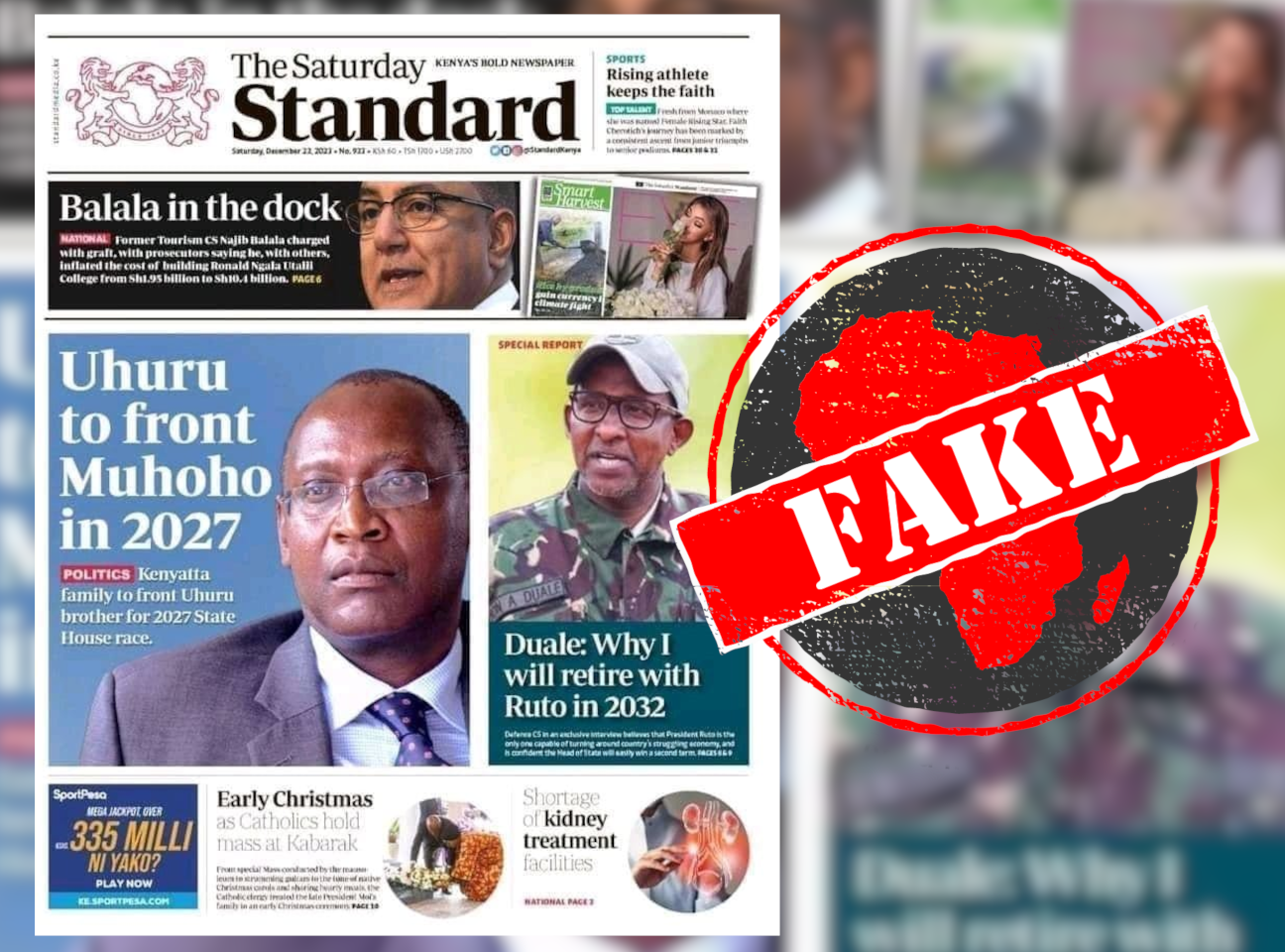No, Kenya’s Standard newspaper didn't report that former president Uhuru Kenyatta will ‘front ...