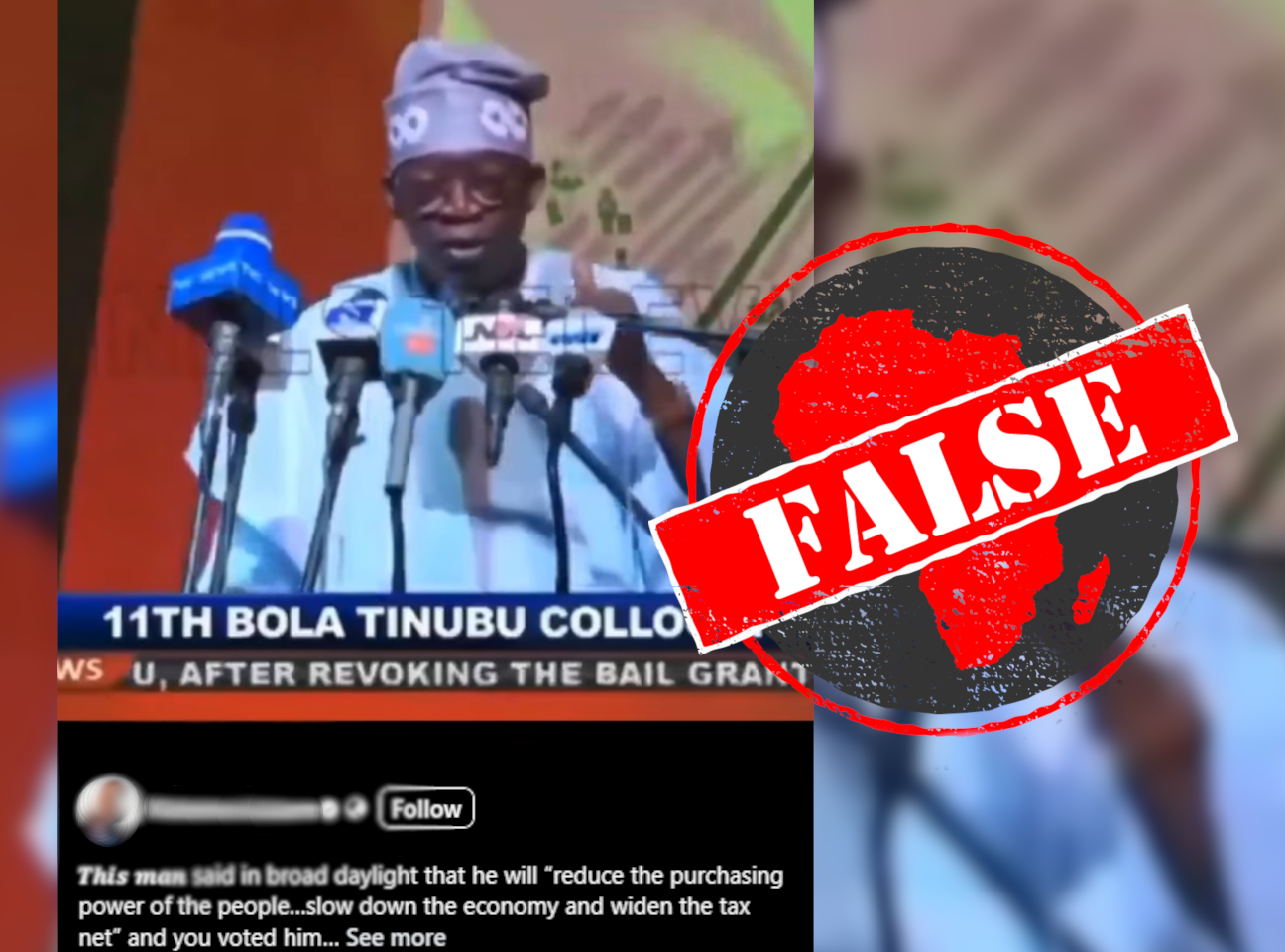 Did Nigeria’s president Bola Tinubu promise to ‘slow down the economy and widen the tax net’ in ...