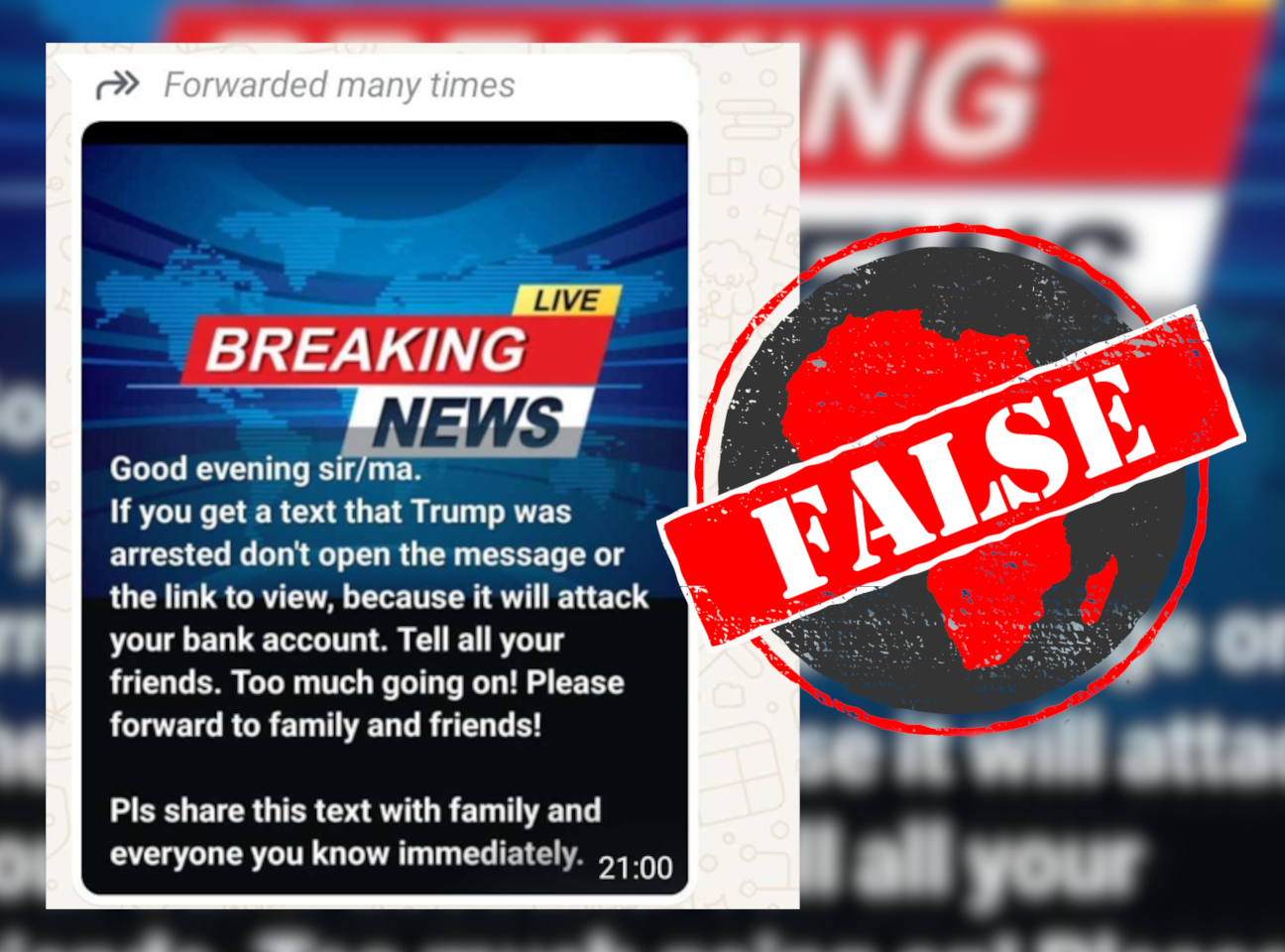 No, this message claiming US president Donald Trump has been arrested ...