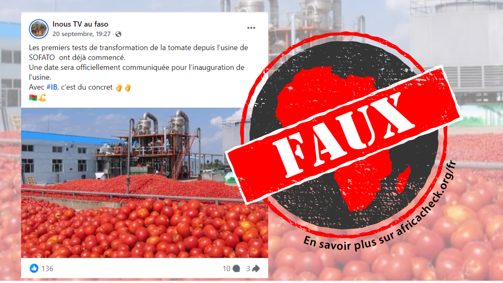 Cette image ne montre pas une usine de transformation de tomate au Burkina Faso - Africa Check