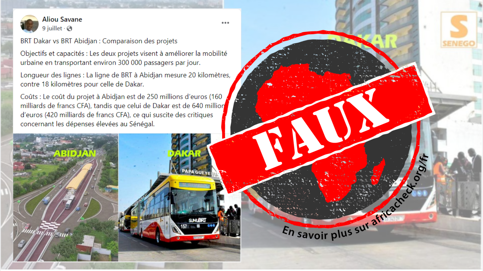 Côte d’Ivoire : non, le coût du BRT d'Abidjan n'a pas été évalué à hauteur de 160 milliards de ...