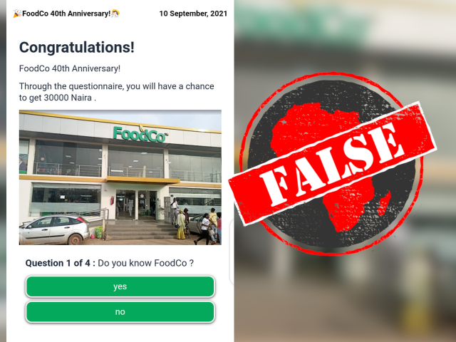 Scam alert! Nigerian company FoodCo not giving out cash on 40th anniversary - Africa Check