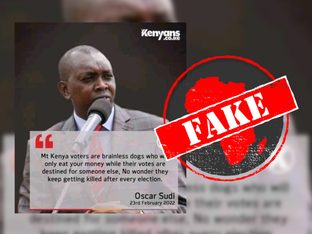 No, Kenyan MP Sudi didn’t call Mt Kenya voters ‘brainless’ – Kenyans.co.ke graphic fake - Africa ...