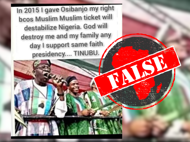 No, Nigerian presidential candidate Tinubu didn’t say ‘Muslim-Muslim’ ticket would destabilise ...