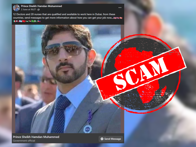 Facebook user impersonating Dubai prince is out to scam with fake jobs - Africa Check