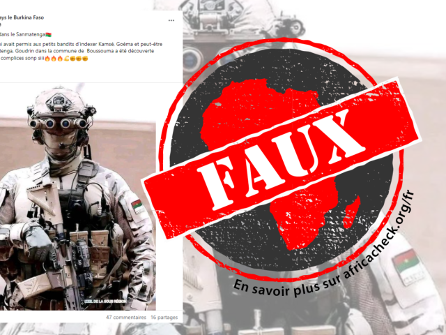 Cette image ne montre pas un élément des forces de défense et de sécurité du Burkina Faso ...