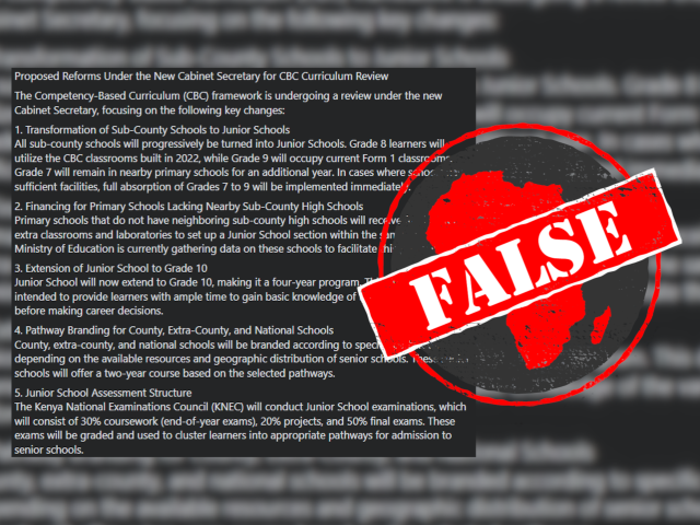 Ignore fake Kenyan education curriculum reforms making the rounds on Facebook, says education ...