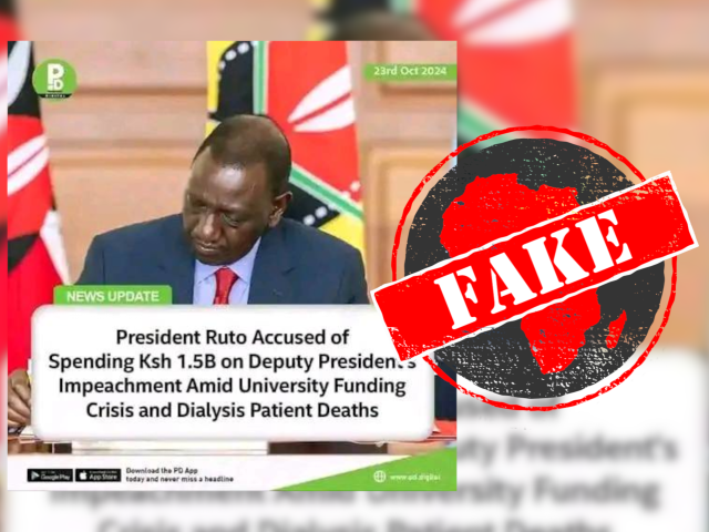 Kenyan president not accused of spending KSh1.5bn to impeach his deputy – viral graphic not from ...